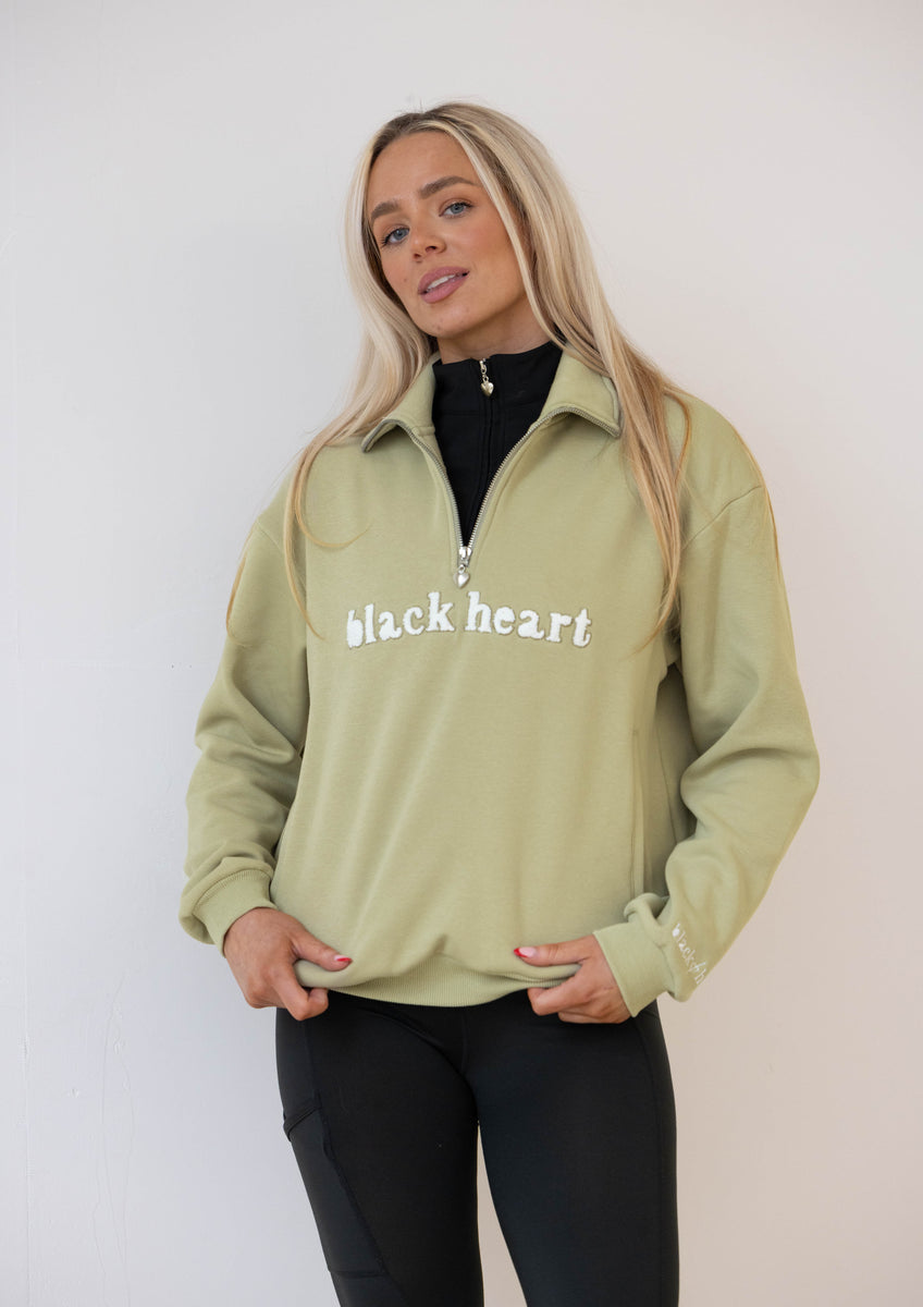 Essentials Half Zip Sweater - Chive - Black Heart Equestrian