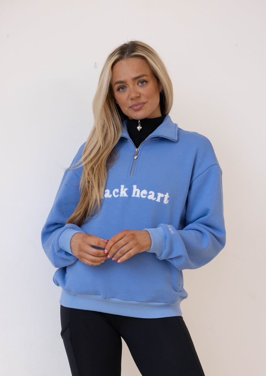 Essentials Half Zip Sweater - Sky - Black Heart Equestrian